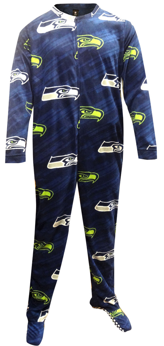 Seattle Seahawks Navy Blue One Piece Footie Pajama – WebUndies.com