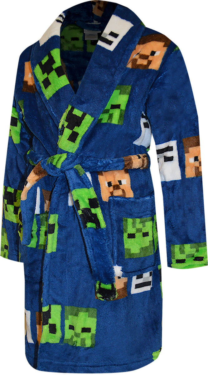 Minecraft Creeper and Steve Cozy Plush Bathrobe – WebUndies.com